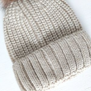 Accessories | Shiny Cream Beanie | Poshmark